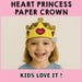 Heart Princess Paper Crown Craft Headband Party Activity Printable Kids ...