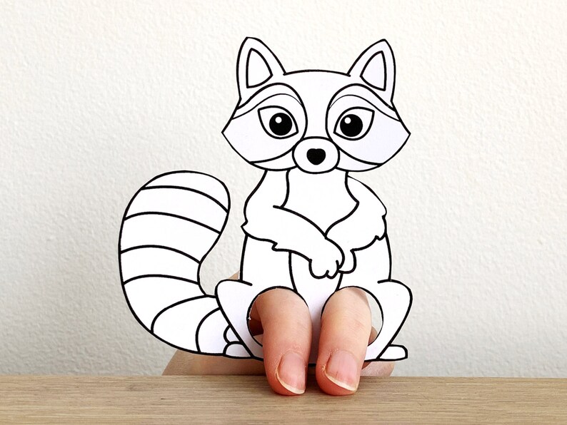 Raccoon Paper Craft Printable Woodland Animal Finger Puppet - Etsy
