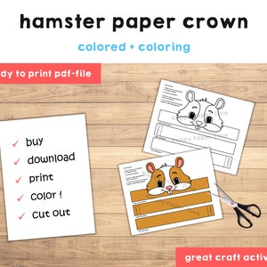 Hamster Paper Crown Headband Pet Animal Printable Kids Craft Rodent ...