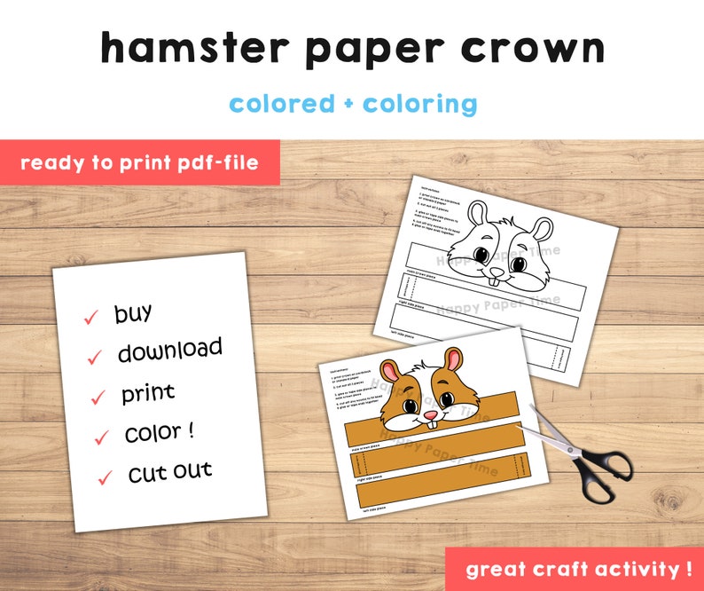 Hamster Paper Crown Headband Pet Animal Printable Kids Craft - Etsy