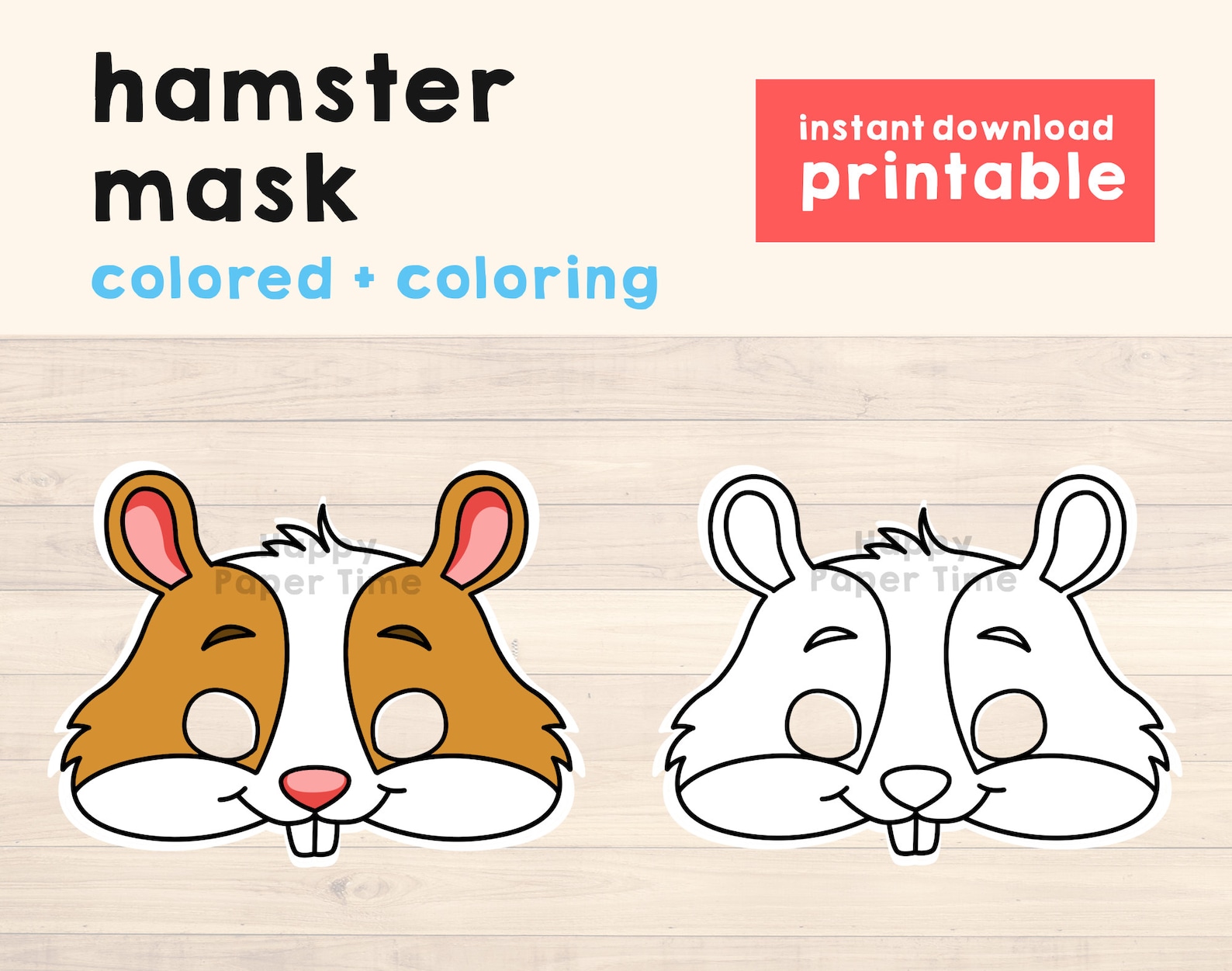 Hamster Mask Animal Mask Party Favor Pet Printable Pet Costume - Etsy