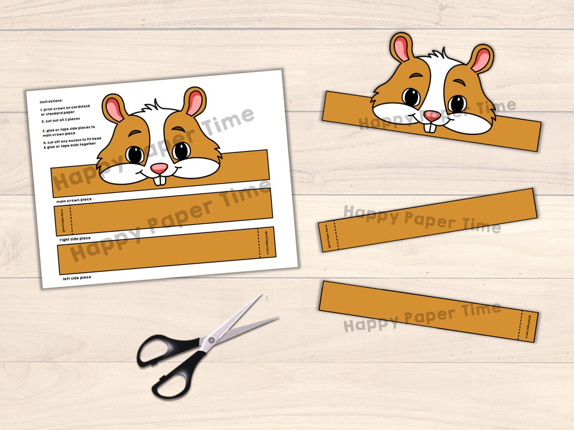 Hamster Paper Crown Headband Pet Animal Printable Kids Craft | Etsy