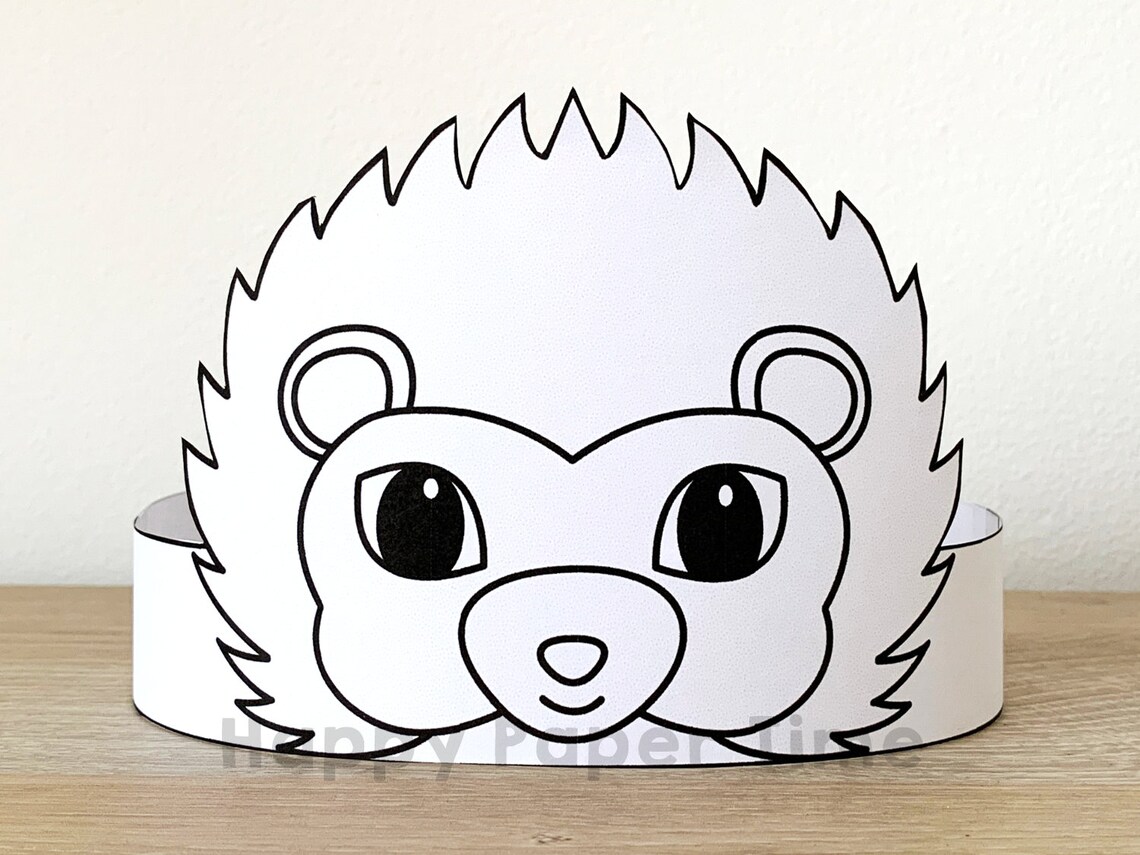 Hedgehog Paper Crown Party Coloring Printable Kids Craft Woodland ...