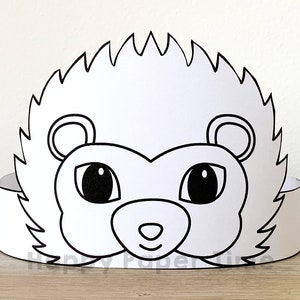 Hedgehog Paper Crown Party Coloring Printable Kids Craft Woodland ...
