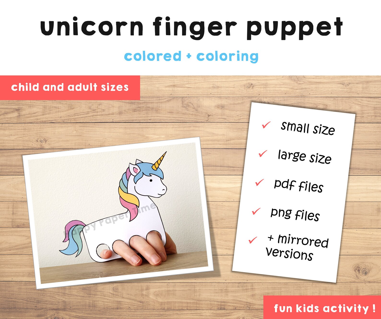Unicorn Paper Craft Printable Finger Puppet Kids Craft Unicorn - Etsy