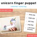 Unicorn Paper Craft Printable Finger Puppet Kids Craft Unicorn Birthday ...