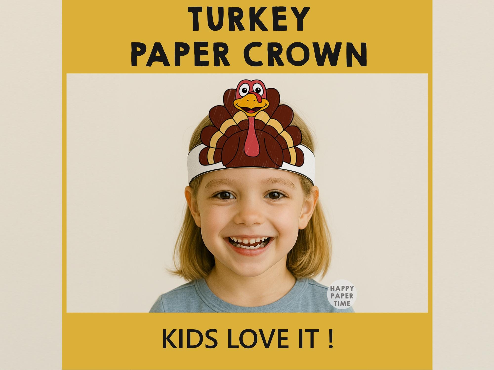 Turkey Paper Headband Crown Hat Thanksgiving Party Coloring Printable ...