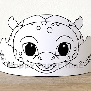 Sea Turtle Paper Crown Party Coloring Printable Party Hat Kids Craft ...