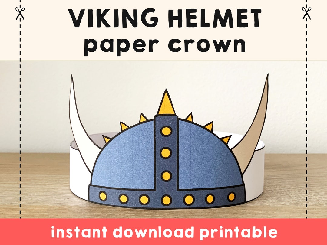 Viking Paper Crown Activity Printable Kids Craft Helmet Medieval ...