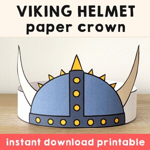Viking Paper Crown Activity Printable Kids Craft Helmet Medieval ...