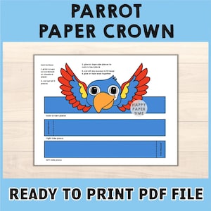 Parrot Paper Crown Headband Hat Pet Activity Animal Printable Kids ...