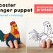 Rooster Paper Craft Printable Farm Animal Finger Puppet Kids Craft Farm ...