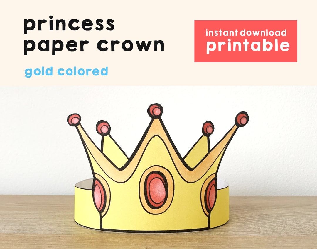 Princess Paper Crown Coloring Printable Kid Craft Princess Birthday ...