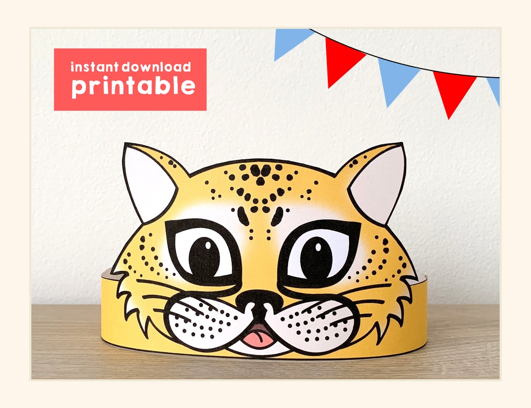 Cheetah Paper Crown Party Printable Kids Craft Safari Jungle Birthday ...