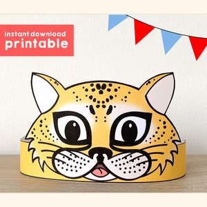 Cheetah Paper Crown Party Printable Kids Craft Safari Jungle Birthday ...