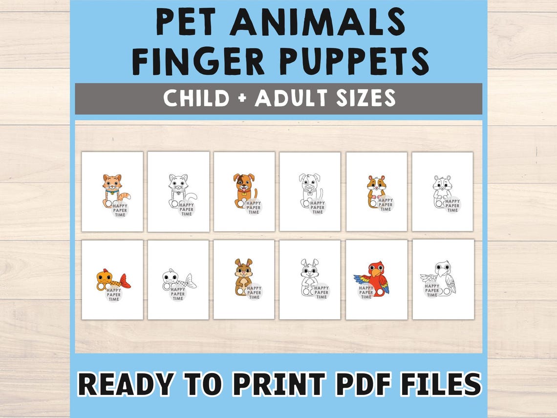 Pets Animal Paper Craft Printable Finger Puppet Template Kids Craft ...
