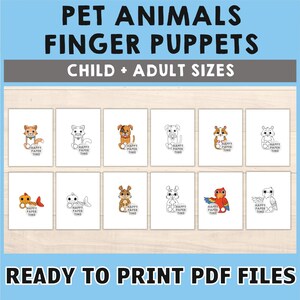 Pets Animal Paper Craft Printable Finger Puppet Template Kids Craft ...