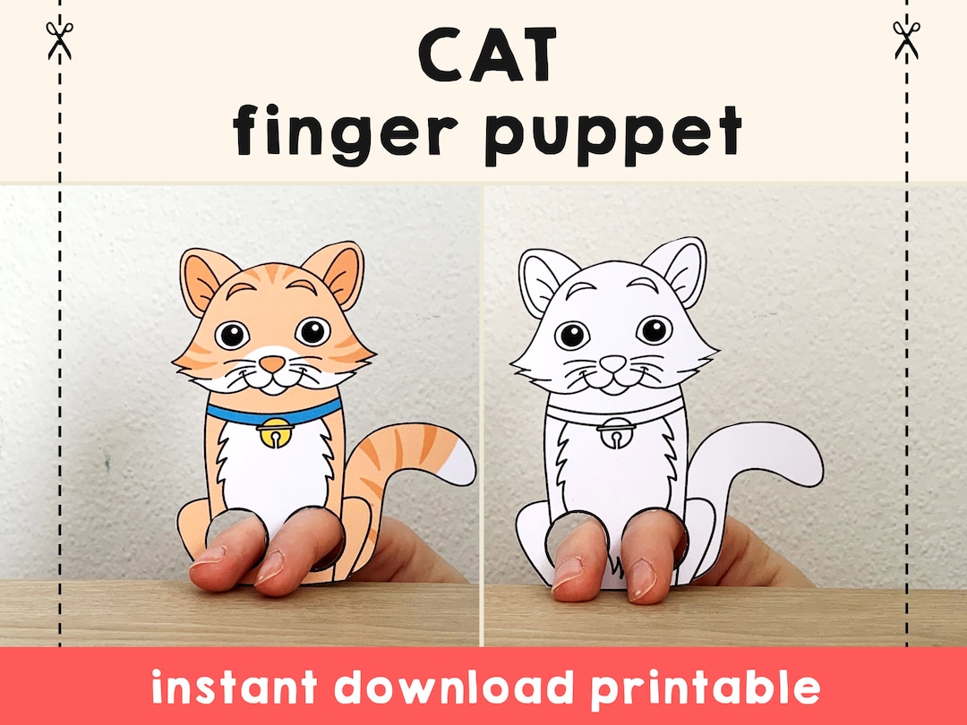 Cat Kitten Paper Craft Printable Pet Animal Finger Puppet Kids Craft ...