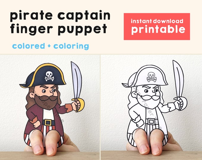 Pirate Themed Party Activity. Pirate Paper Puppets (coloring Verisons ...