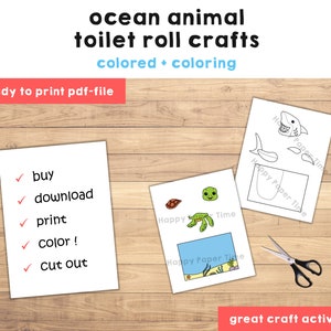 Ocean Animals Toilet Paper Roll Craft Wild Party Coloring Printable ...