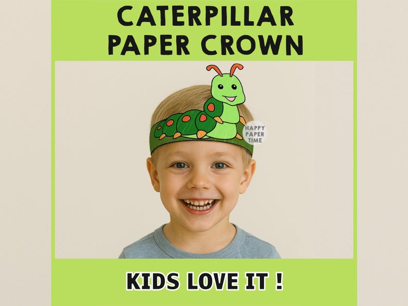 Caterpillar Paper Crown Headband Party Coloring Printable Kids Craft ...