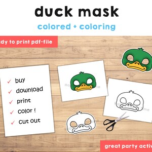 Duck Mask Template Costume Kids Diy Pond Animal Party Fun Favor ...