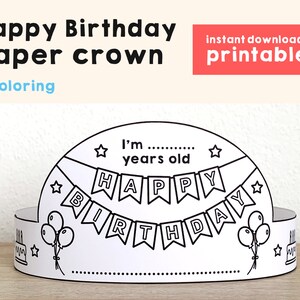 Happy Birthday Paper Crown Party Activity Printable Kids - Etsy