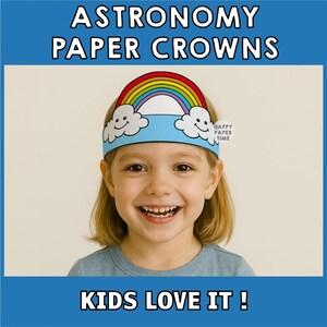 Astronomy Paper Crowns Sun Rainbow Moon Cloud Shooting Stars Printable ...