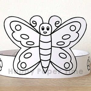 Butterfly Paper Crown Party Coloring Printable Kids Craft Cute Girl ...