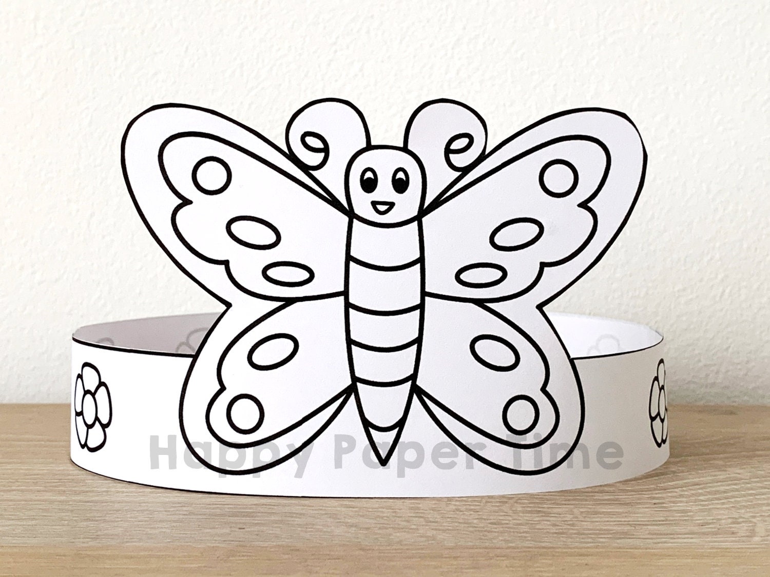 Butterfly Paper Crown Party Coloring Printable Kids Craft Cute - Etsy