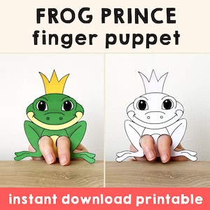 Frog Prince Paper Craft Printable Pond Animal Finger Puppet Kids Craft ...