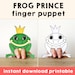 Frog Prince Paper Craft Printable Pond Animal Finger Puppet Kids Craft ...