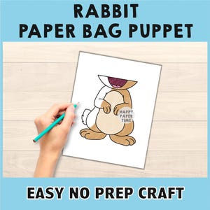 Rabbit Bunny Paper Bag Puppet Printable Pet Farm Animal Craft Activity ...
