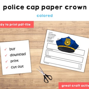 Police Cap Hat Paper Crown Party Pretend Play Printable Kids Craft ...