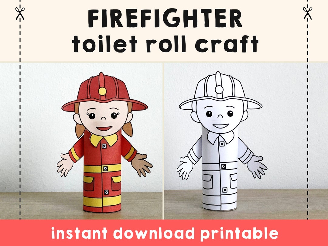Firefighter Toilet Paper Roll Craft Fireman Party Coloring Printable ...