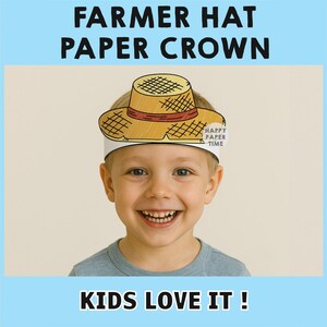 Farmer Straw Hat Gardener Paper Crown Party Coloring Printable Kids ...