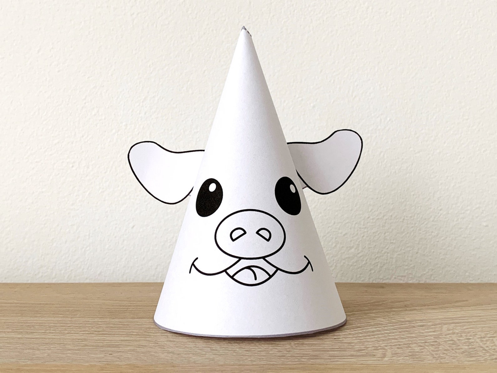 Pig Party Hat Paper Printable Template Print Out Farm Animal Table ...