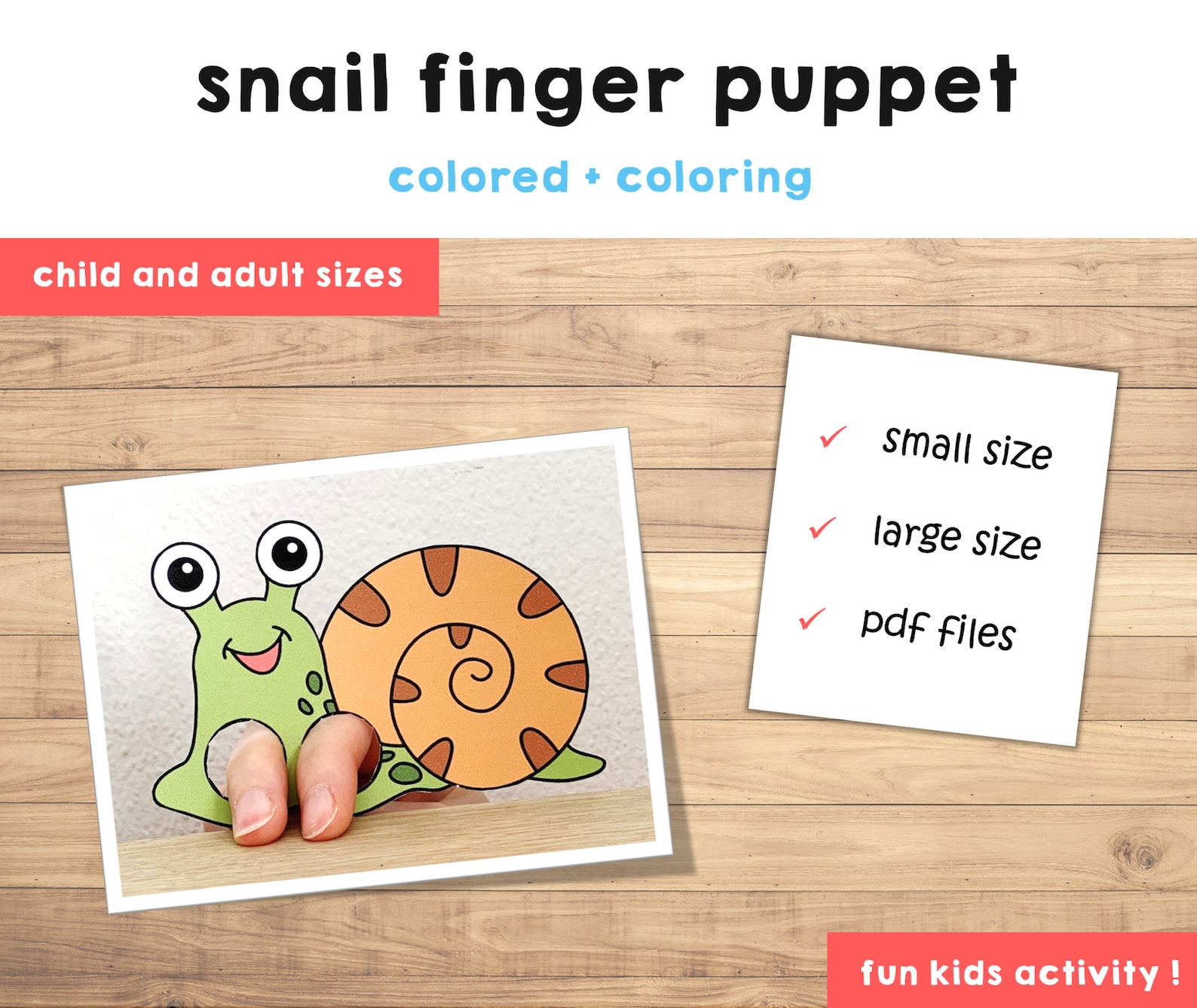 Snail Paper Craft Printable Finger Puppet Bug Template Kids - Etsy