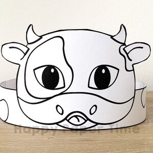 Cow Paper Crown Template Coloring Activity Printable Kids Craft Farm ...