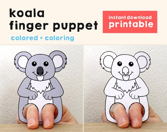 Koala Paper Craft Printable Australian Animal Finger Puppet | Etsy