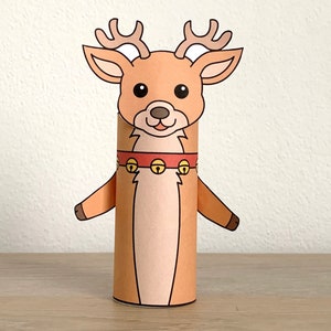 Reindeer Toilet Paper Roll Craft Christmas Party Coloring Printable ...