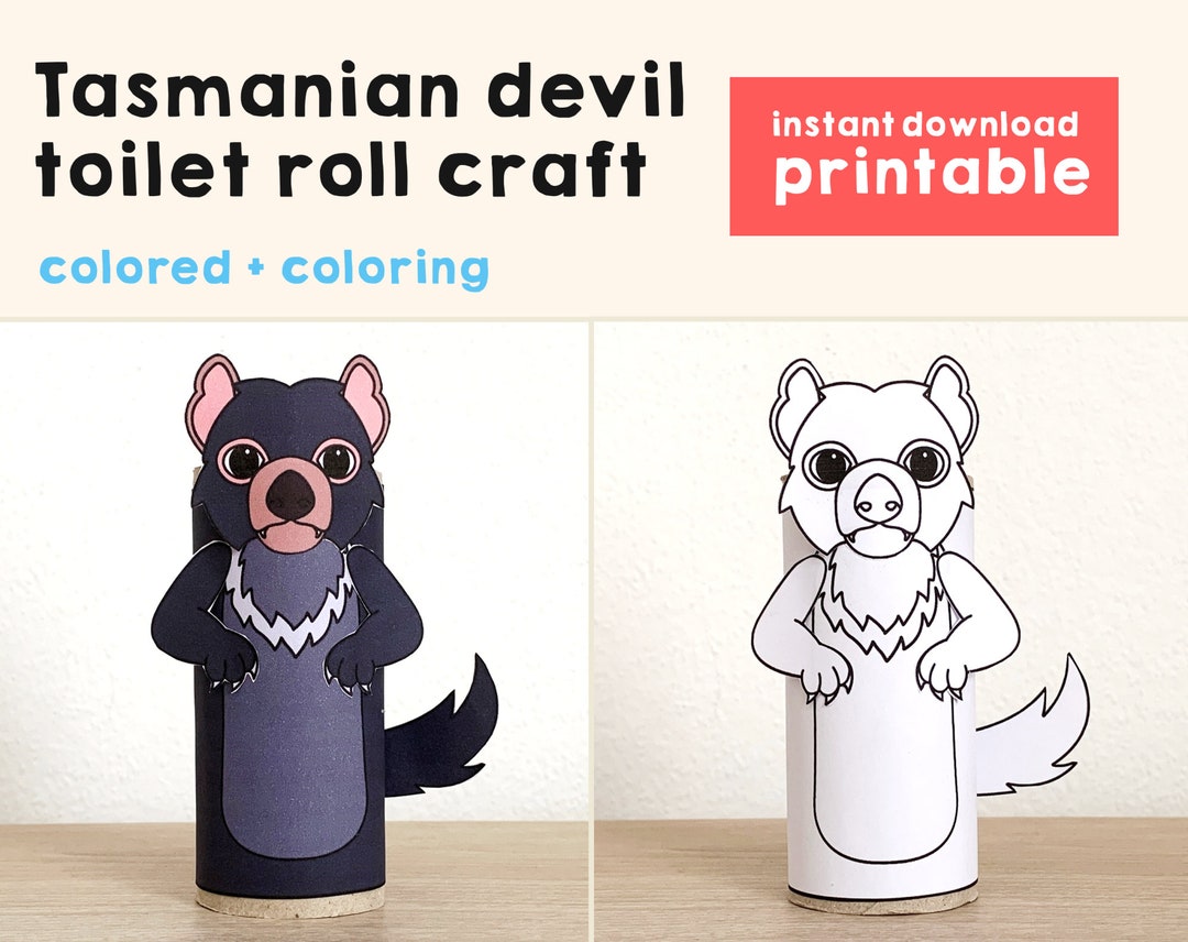 Tasmanian Devil Toilet Paper Roll Craft Australian Animal - Etsy