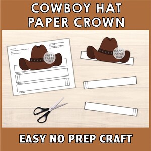 Cowboy Hat Paper Crown Party Printable Kids Craft Wild West Costume ...