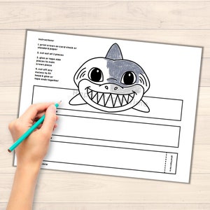 Shark Paper Crown Party Costume Printable Party Hat Kids Craft Ocean ...