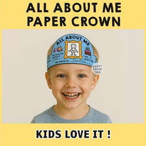 All About Me Paper Crown Back to School Hat Headband Coloring Printable ...