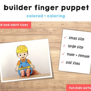 Construction Worker Paper Craft Printable Community Helper Finger ...