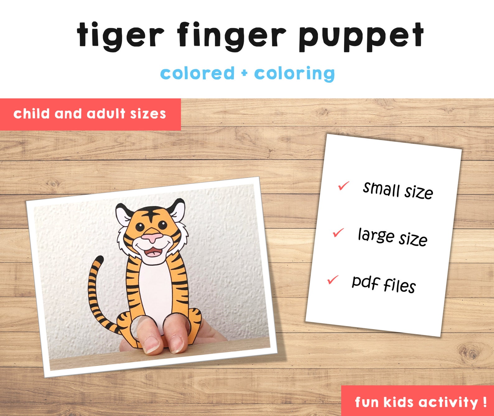 Tiger Paper Craft Printable Asian Animal Finger Puppet Kids Craft ...