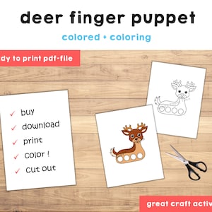 Deer Paper Craft Printable Woodland Animal Finger Puppet Kids Craft ...