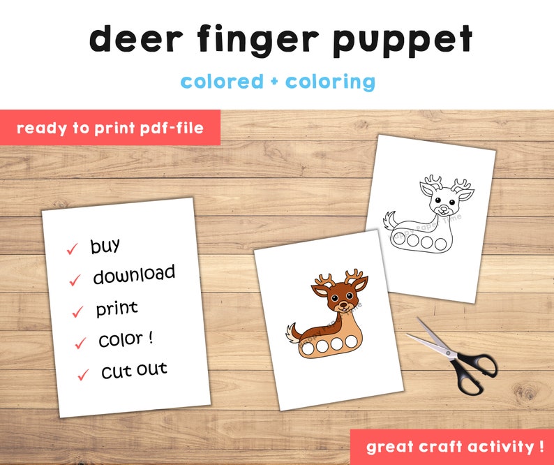 Deer Paper Craft Printable Woodland Animal Finger Puppet Kids - Etsy