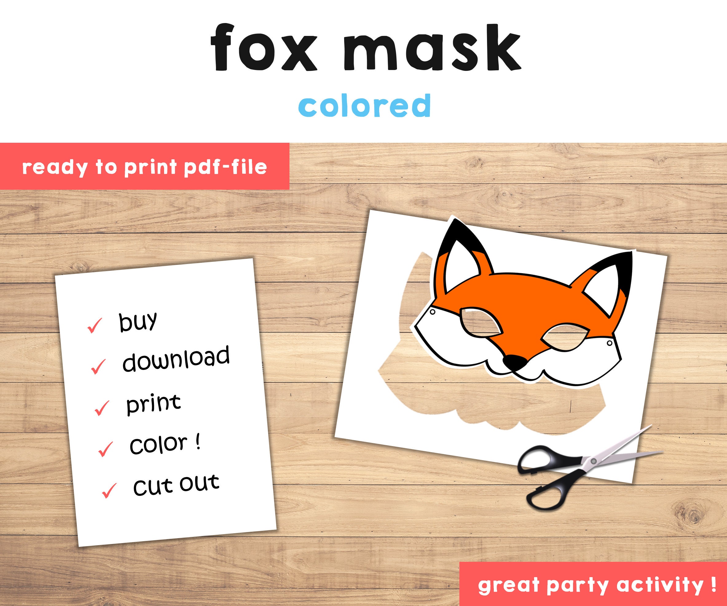 Fox costume Animal Mask Fox mask Fox Party Animal | Etsy